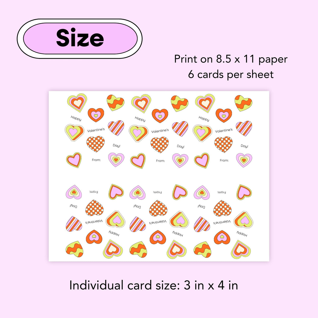 Digital Colorful Hearts Printable Valentine Cards (Copy) – Simply Happy ...