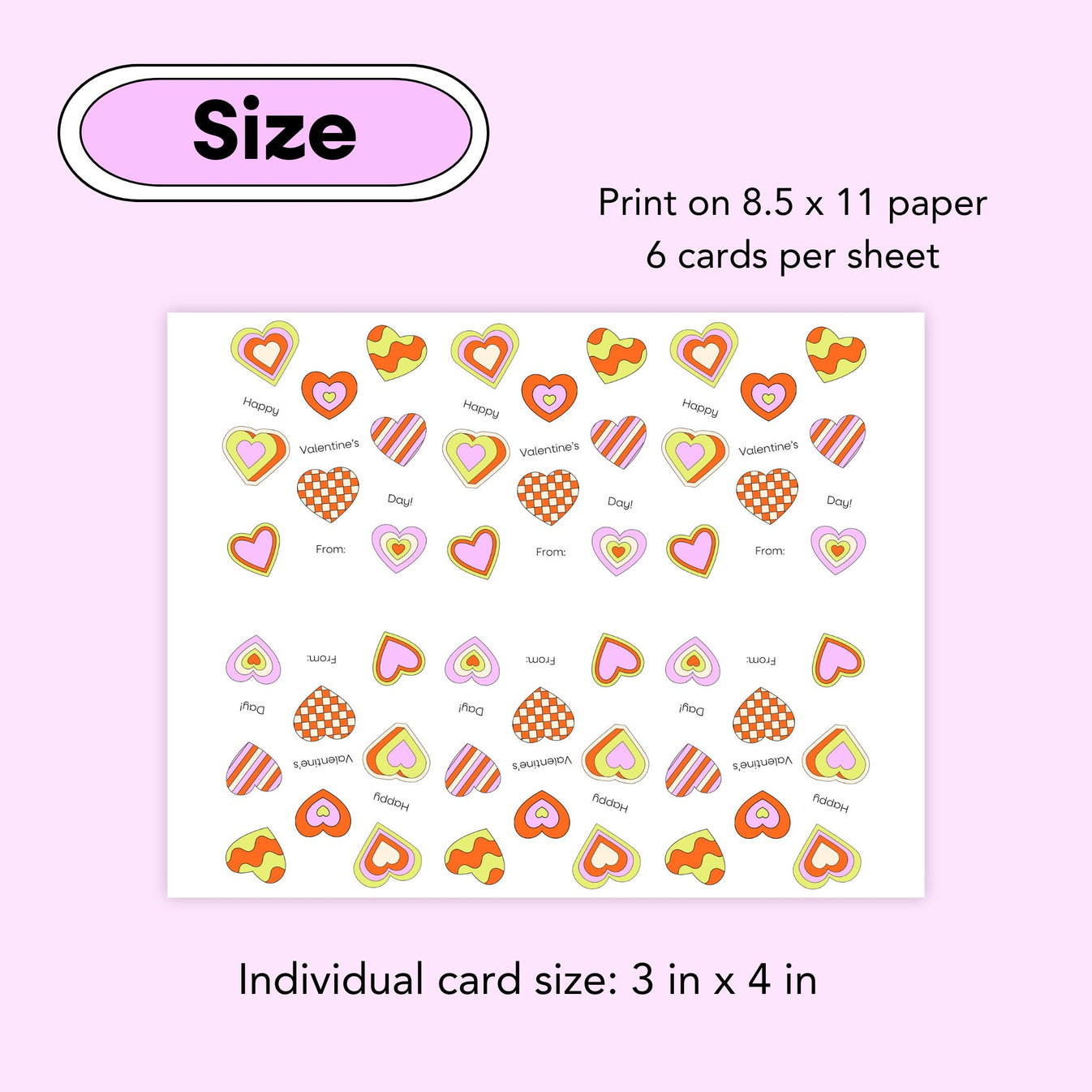 Digital Colorful Hearts Printable Valentine Cards (Copy) – Simply Happy ...