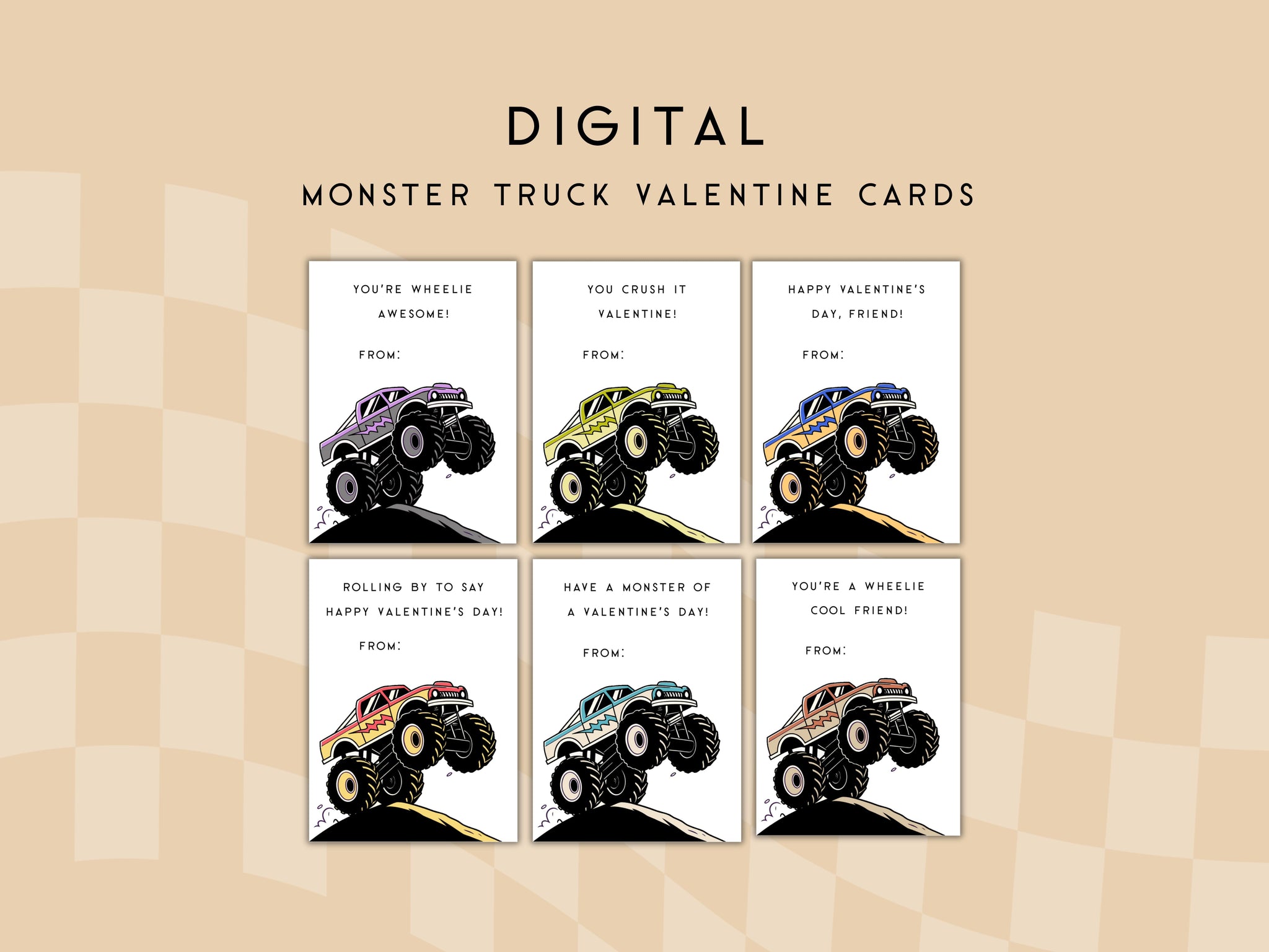 Digital Monster Truck Printable Valentine Cards – Simply Happy Paper
