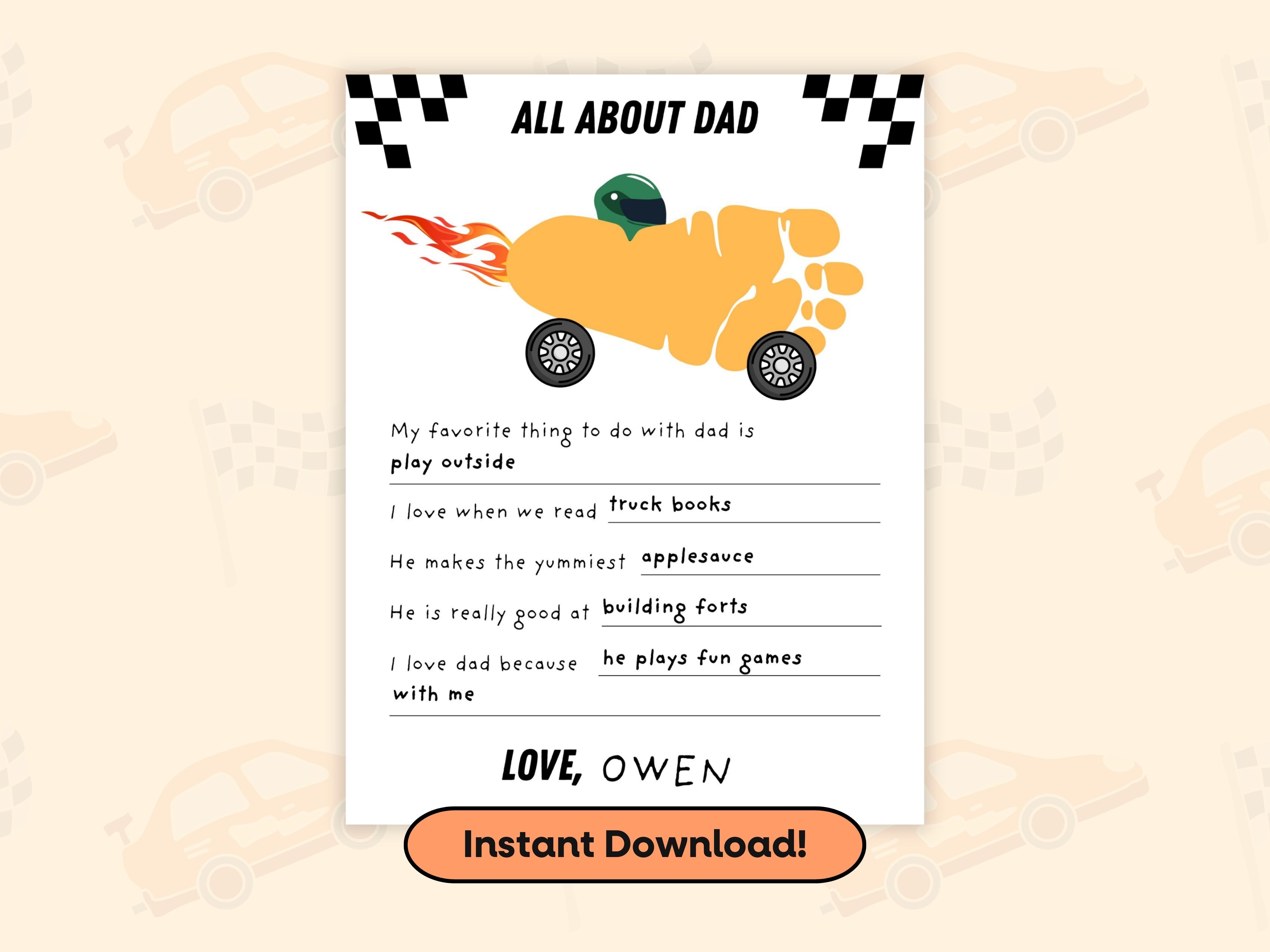 DIGITAL All About Dad Race Car Handprint Art – Simply Happy Paper