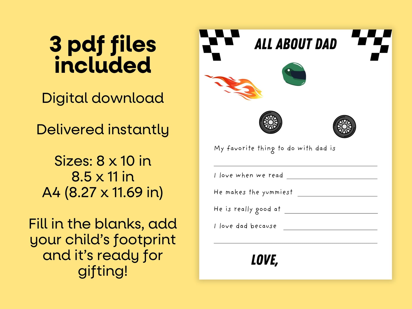 DIGITAL All About Dad Race Car Handprint Art – Simply Happy Paper
