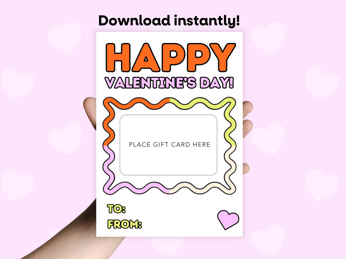 DIGITAL Colorful Happy Valentine's Day Gift Card Holder – Simply Happy ...